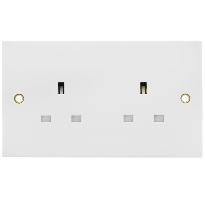 Jegs Wall Socket - 2 Gang - 13A - Flush